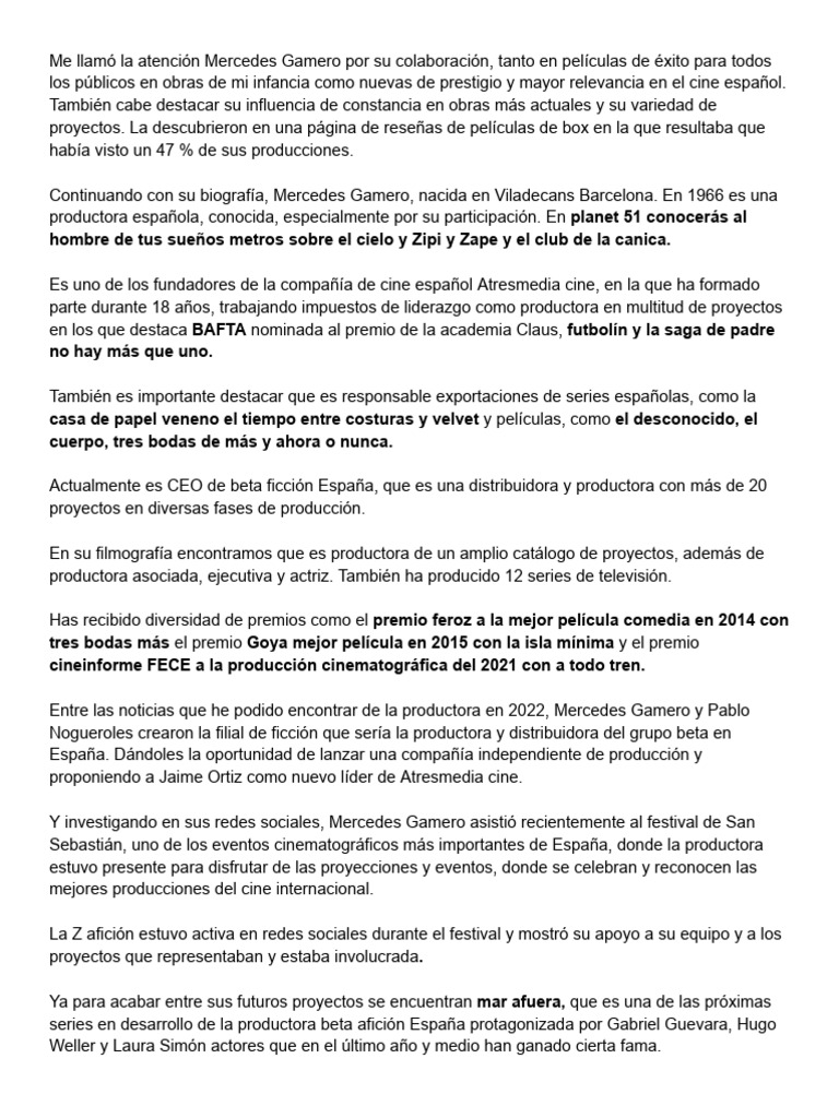 Mercedes Gamero: Productora Destacada | PDF | España