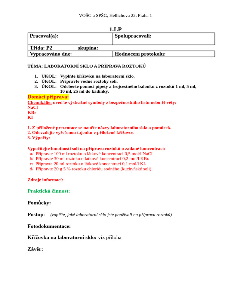 1LP - Priprava Roztoku | PDF