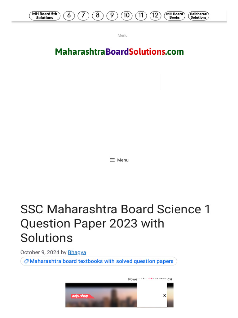 SSC Science 1 Paper 2023 Solutions PDF | PDF | Weight | Chemical Compounds