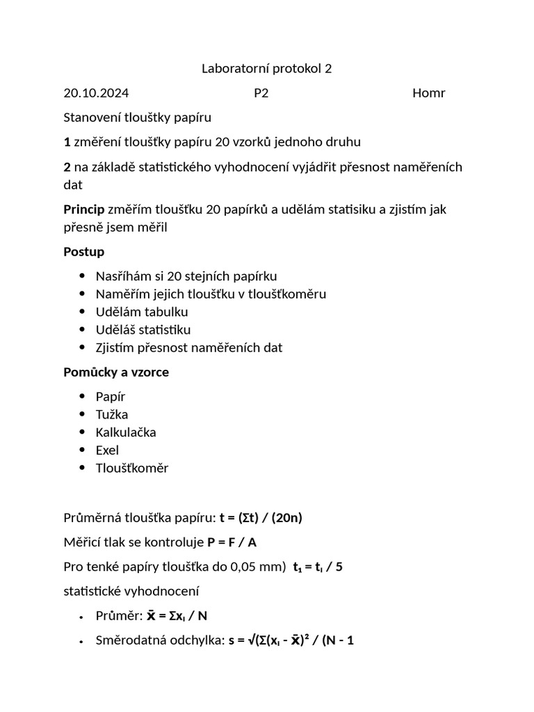 POMLaboratorní Protokol 2 | PDF