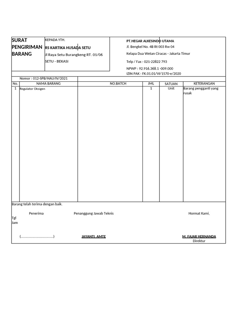 Faktur Kartika Setu | PDF