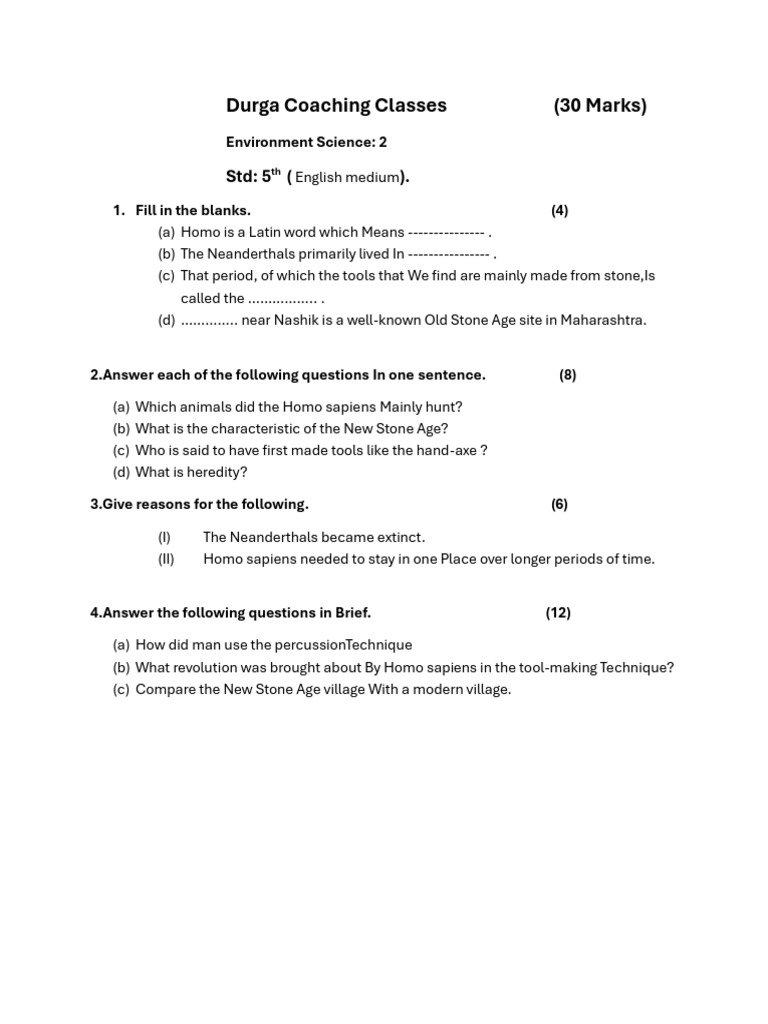 5th STD Evs 2 | PDF