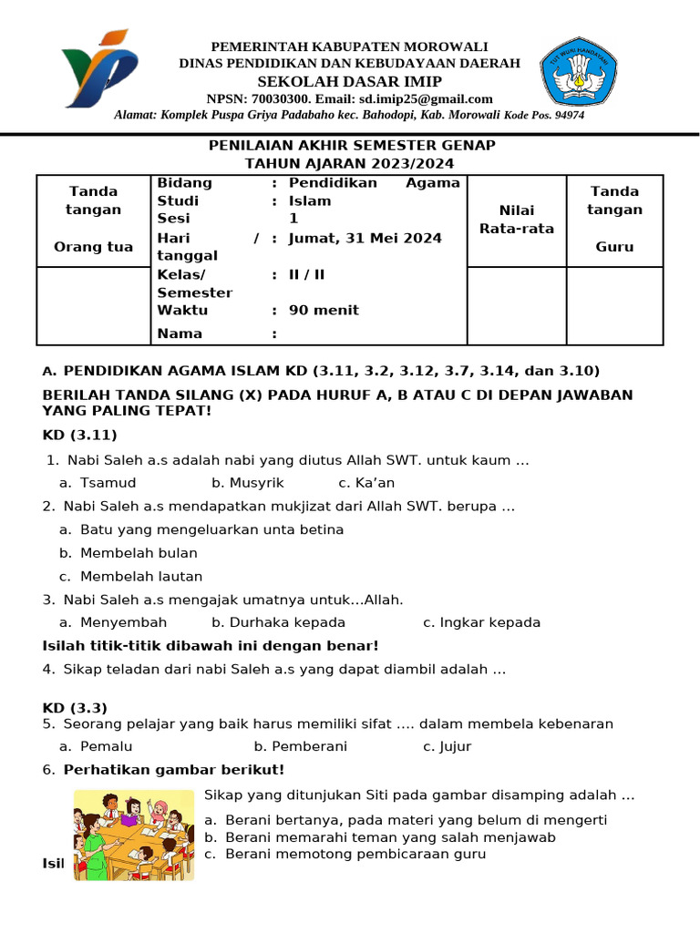 Soal Pas Pai Kelas 2 Sm2 | PDF