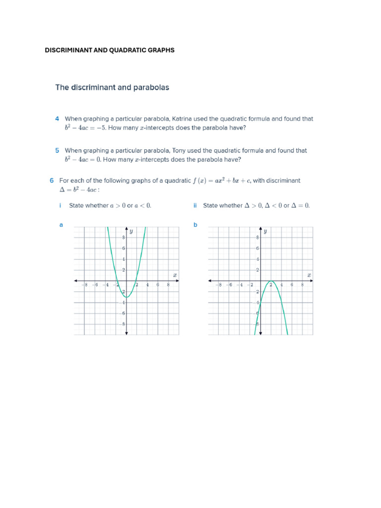 DISCRIMINANT_AND_QUADRATIC_GRAPHS | PDF