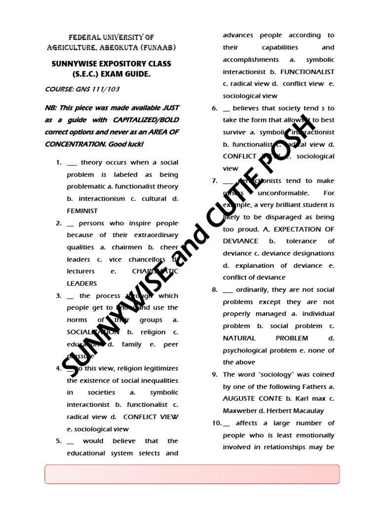 GNS 111 EXAM GUIDE | PDF | Deviance (Sociology) | Sociology