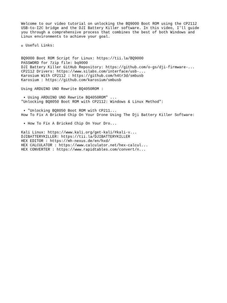 Unlocking BQ8050 Boot ROM With CP2112 Windows & Linux | PDF