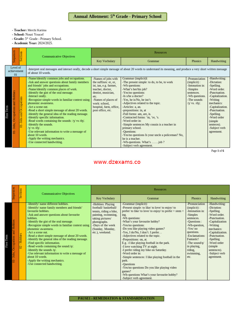dzexams-docs-5ap-908784 (1) | PDF | Phonics | Information