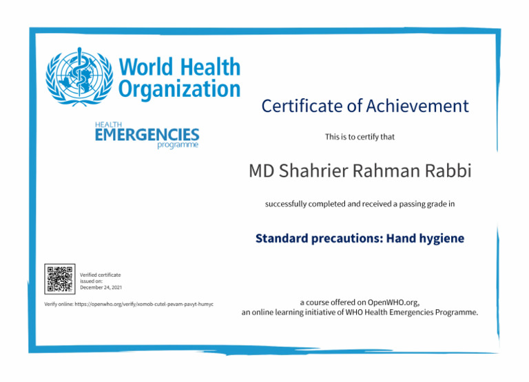 Final Hand Hygiene Certificate | PDF
