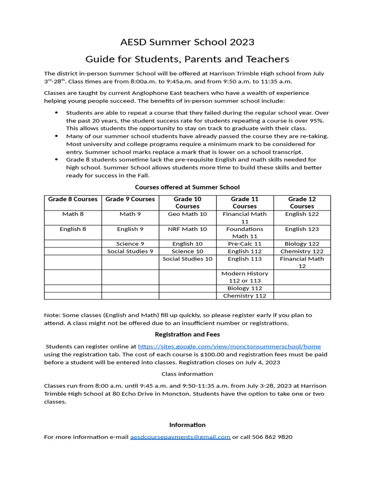 AESD Summer School 2023 2 | PDF | Educational Stages