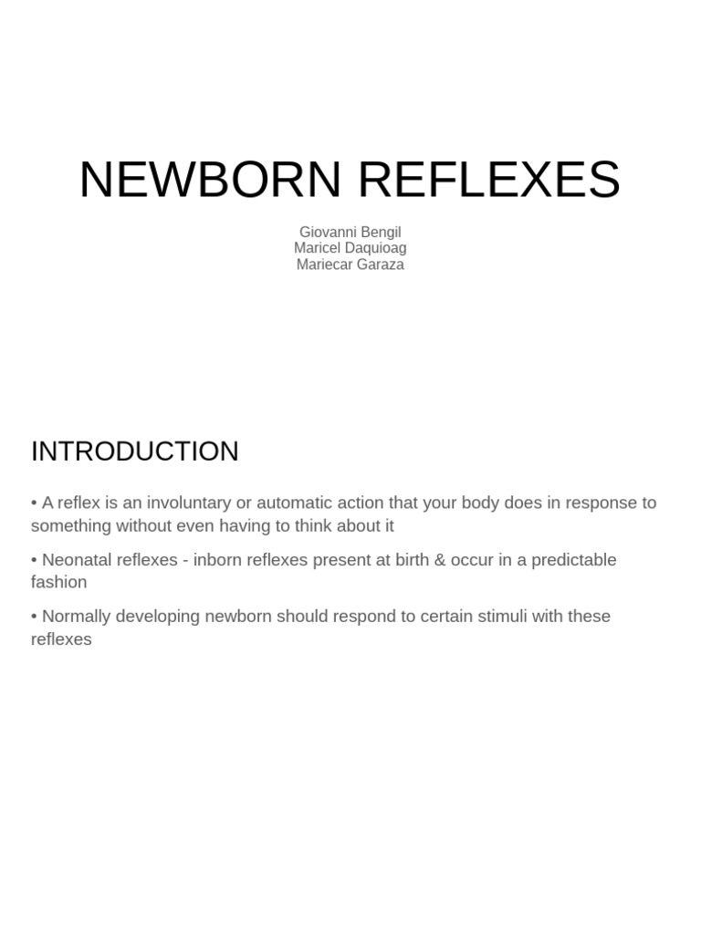 Newborn Reflexes | PDF | Anatomical Terms Of Motion