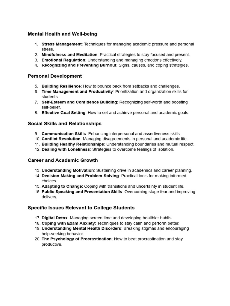 Student Mental Health Toolkit | PDF | Professional Skills | Procrastination