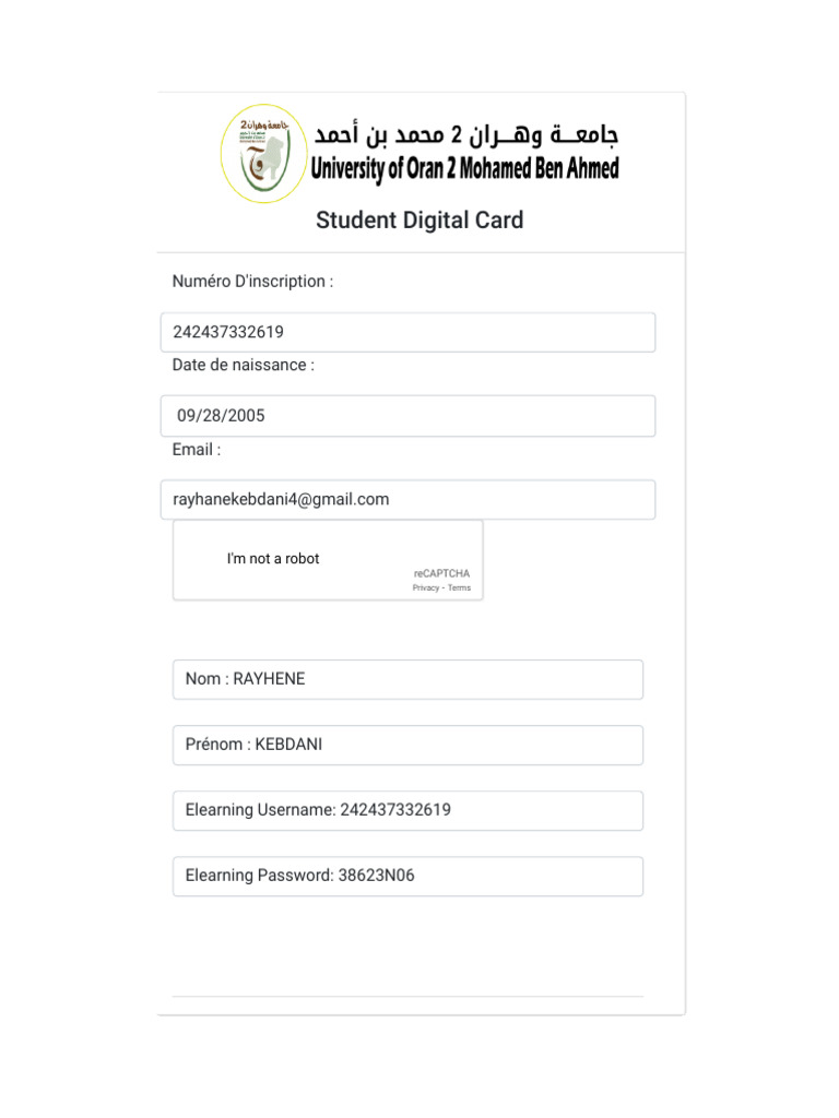 Student Digital Card | PDF