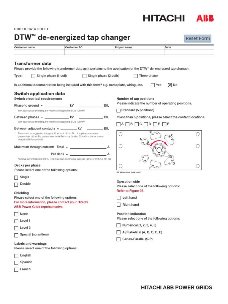 Form DETC DTW ODS 1ZUA4643-202r4 | PDF | Transformer | Manufactured Goods