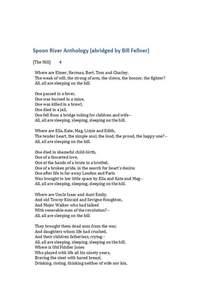 Spoon River Anthology Abridged | PDF