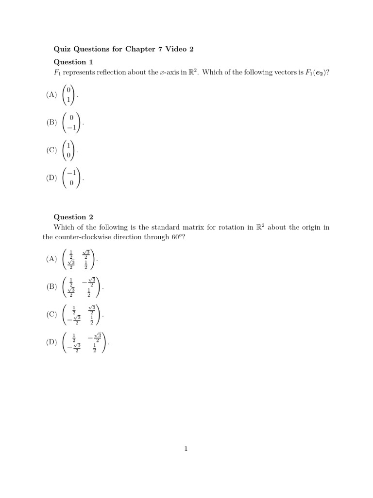 Chapter 7 Video 2 Quiz | PDF