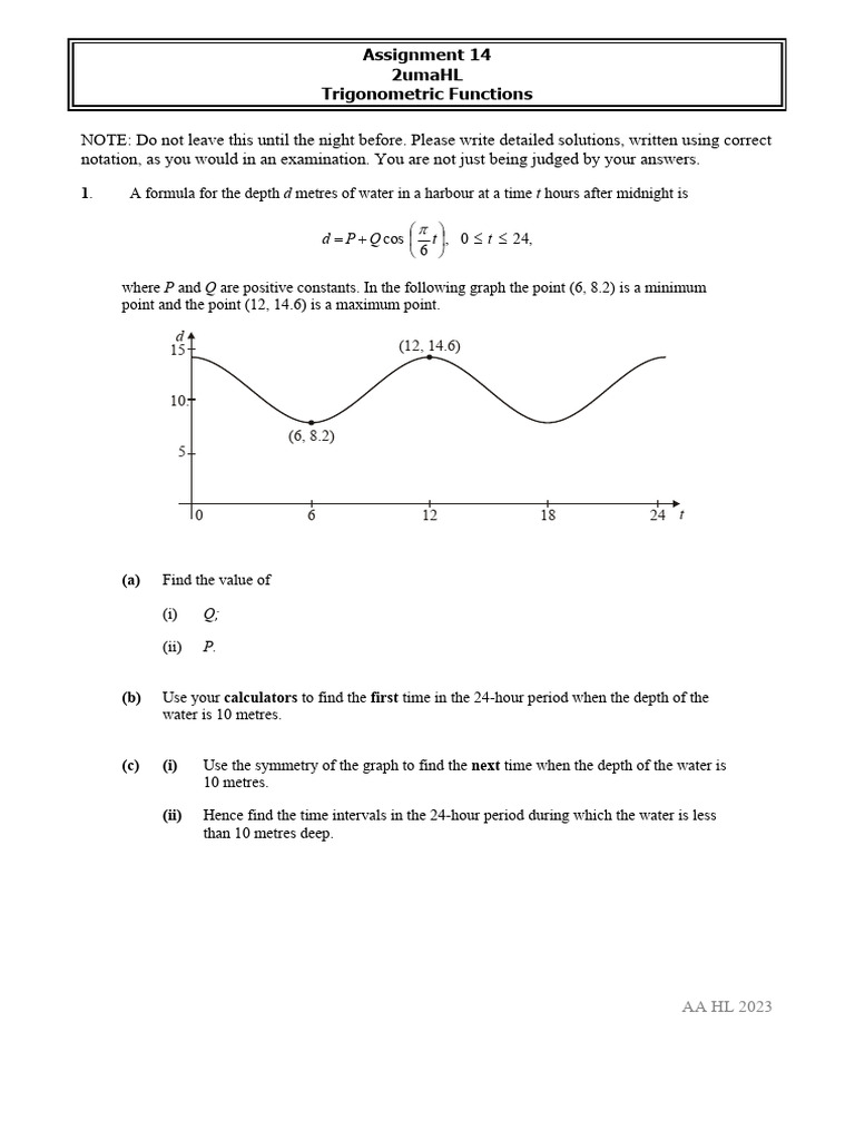 Assignment 14- Trigonometric Functions | PDF | Function (Mathematics) | Trigonometric Functions