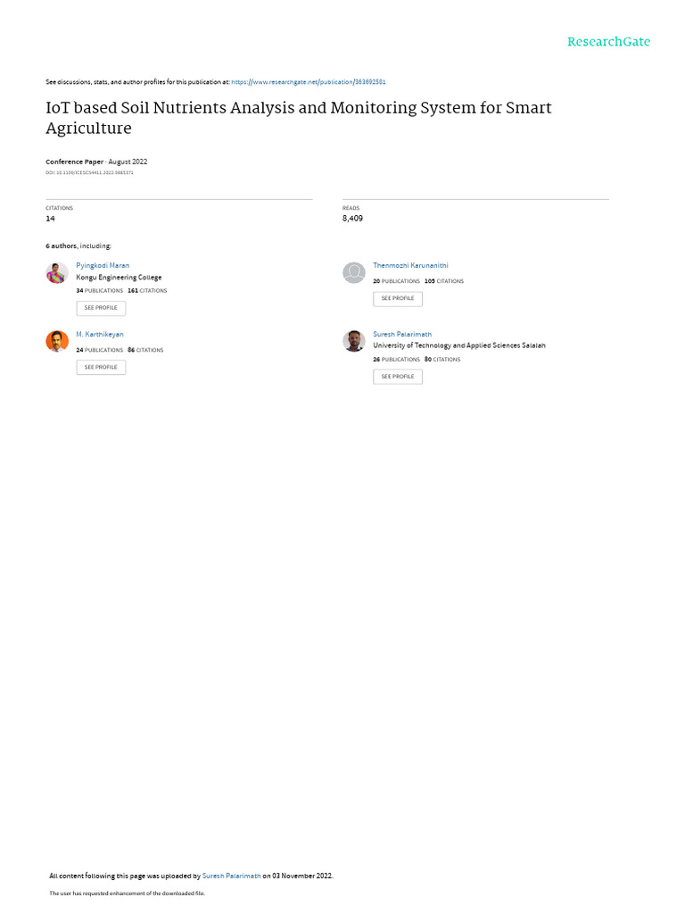 IoT Based Soil Nutrients Analysis and Monitoring System For Smart ...
