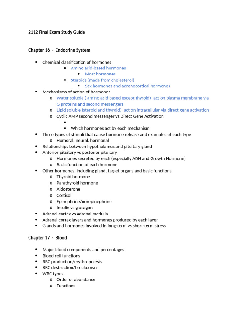2112 Final Exam Study Guide | PDF | Menstrual Cycle | Lymphatic System