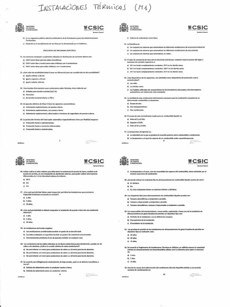 Examn Instalaciones Termicas M1 con soluciones | PDF