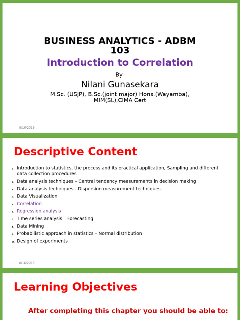 ADBM 103 -Introduction to Correlation - Session 4 | PDF | Statistical ...
