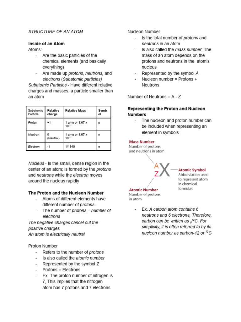 Structure of An Atom Quiz Reviewer | PDF
