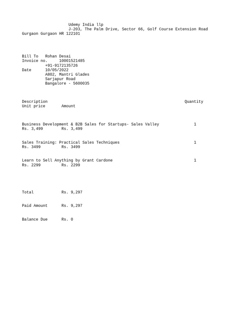 631352037 Professional Course Invoice PDF | PDF