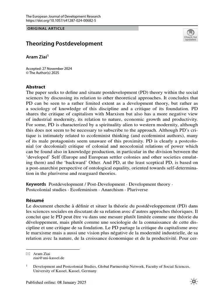 Ziai, Theorizing Post-development | PDF | Postcolonialism | Capitalism