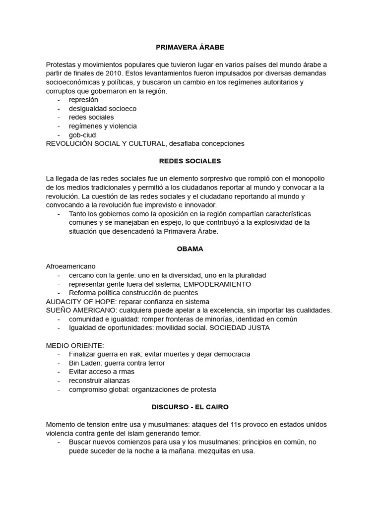 Obama Primavera Arabe | PDF | Primavera árabe | Barack Obama