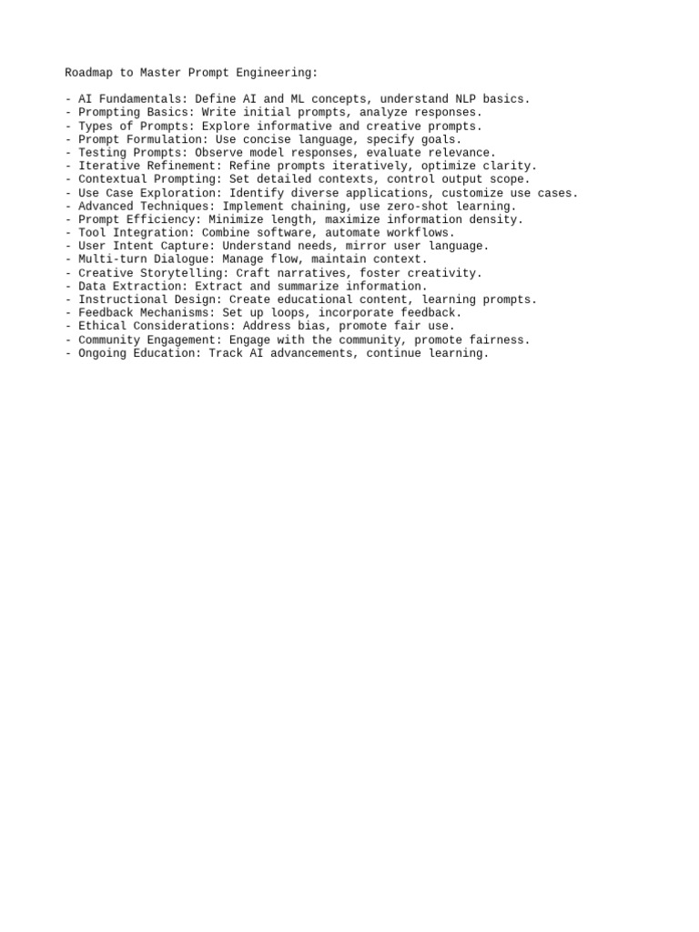 Roadmap to Master Prompt Engineering | PDF