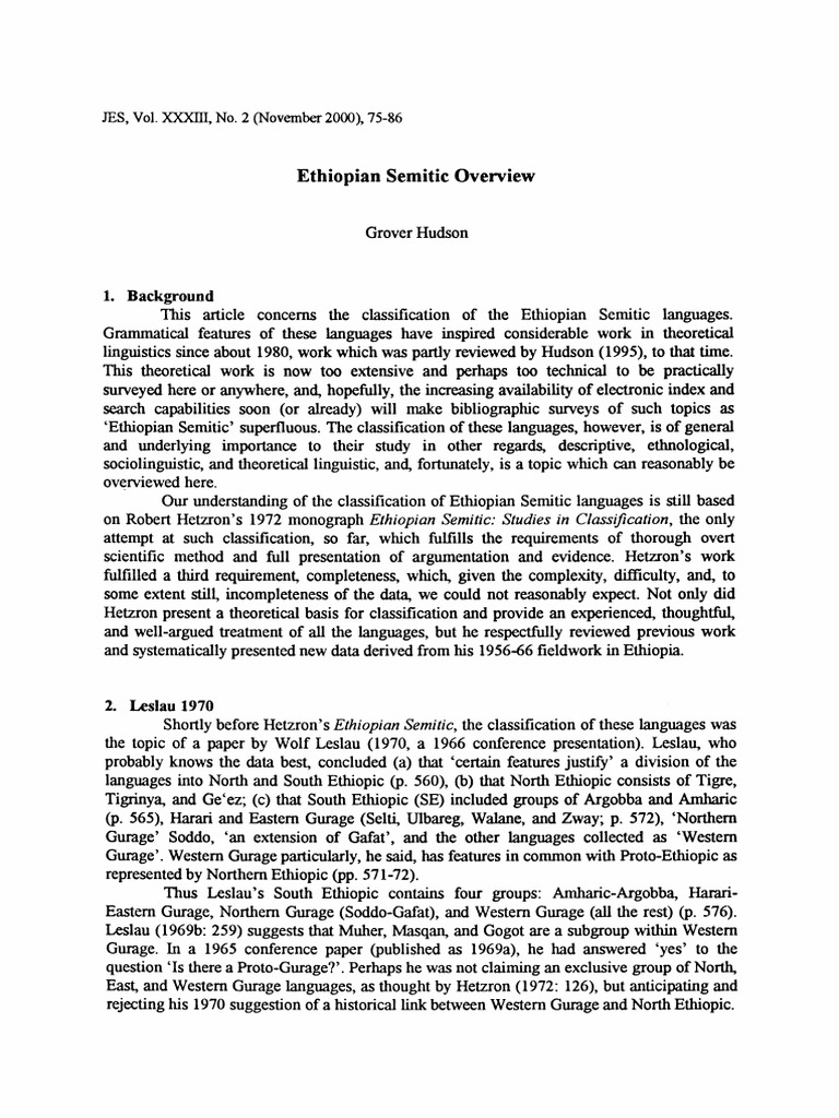 Ethiopian Semitic Overview41966108 | PDF | Ethiopia | Languages Of Africa