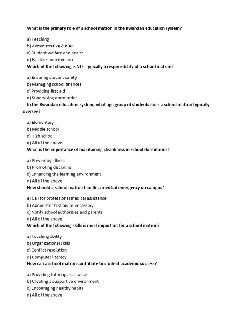 Matron Exams Sample Exercises - 021531 | PDF | Schools | Teachers