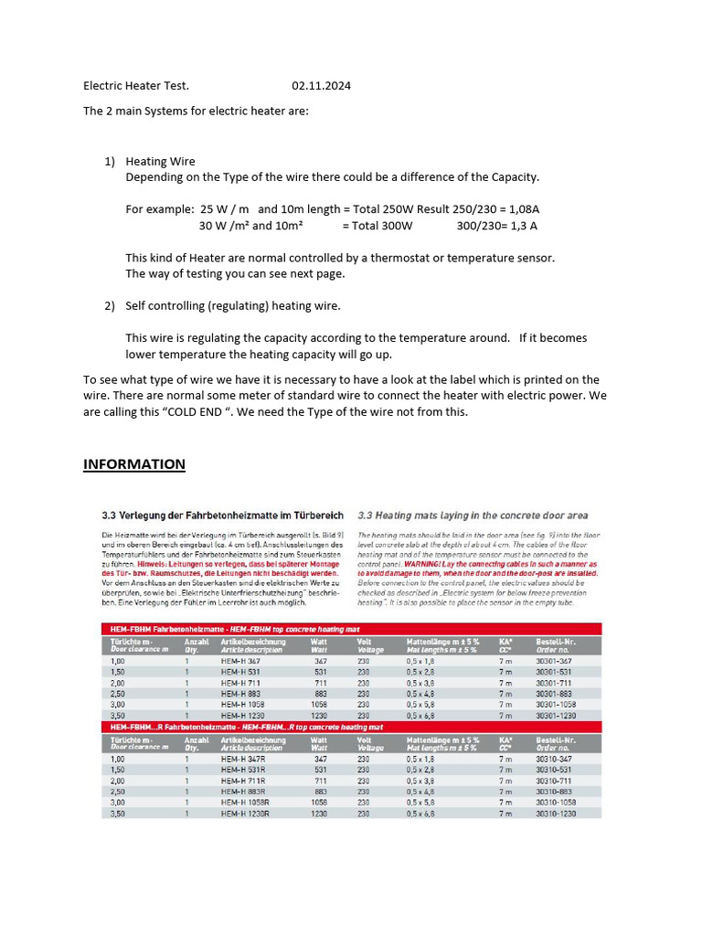 Electric Heater Test | PDF