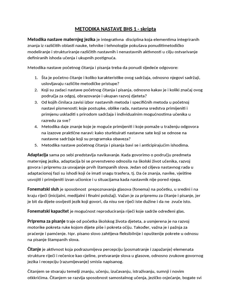 Metodika BHS | PDF