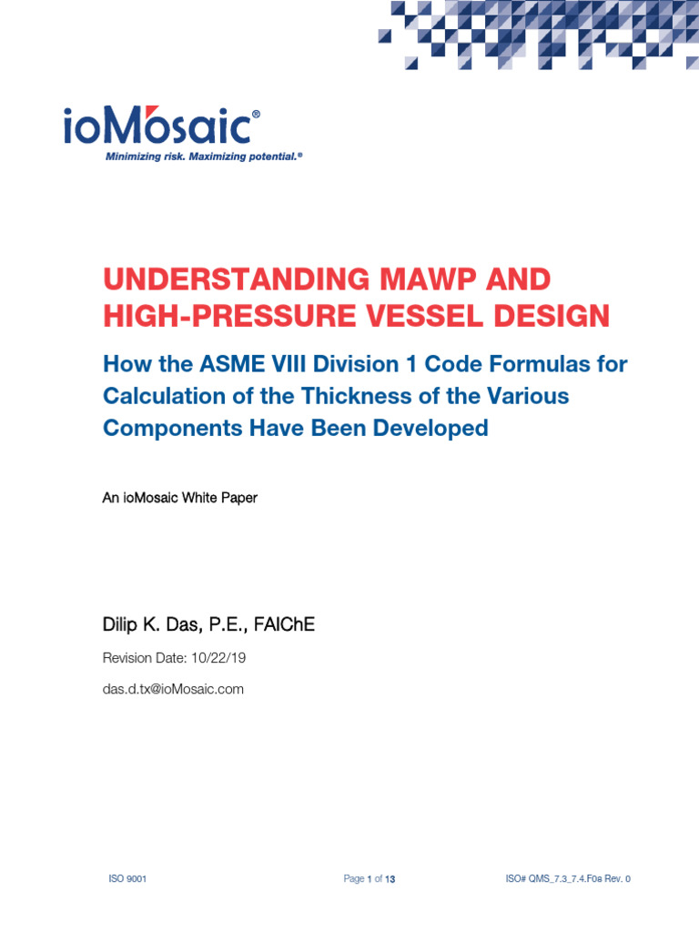 MAWP in High-Pressure Vessel Design | PDF | Mechanical Engineering ...
