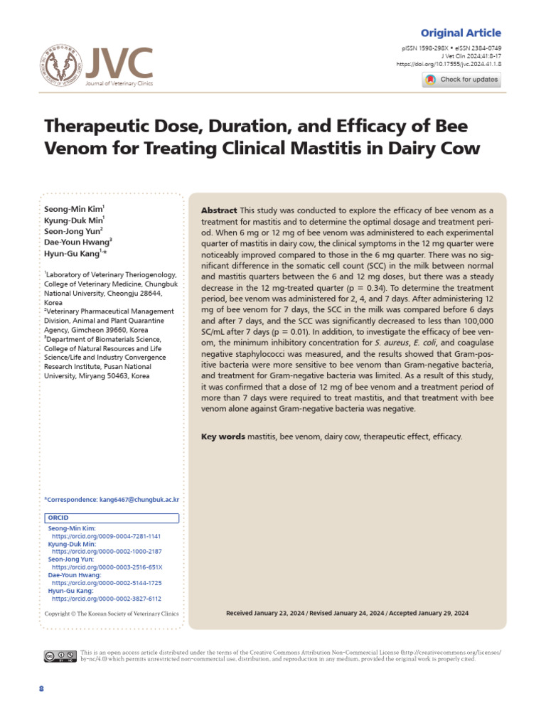 Kin Et Al - Therapeutic Dose Duration and Efficacy of Bee Venom in The ...