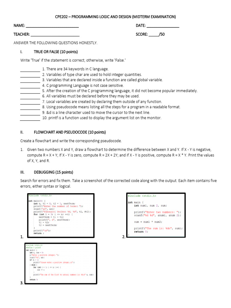 Cpe202 - Midterm Examination (LMS) | PDF | Computer Program | Programming