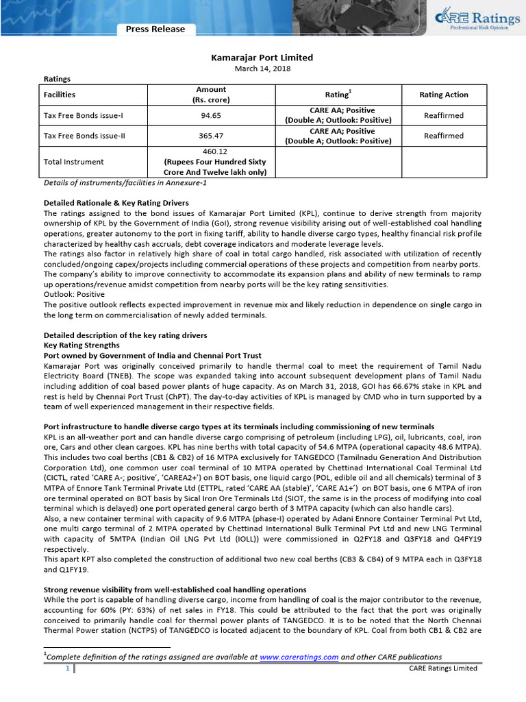 Kamarajar Port Limited-03-14-2019 | PDF
