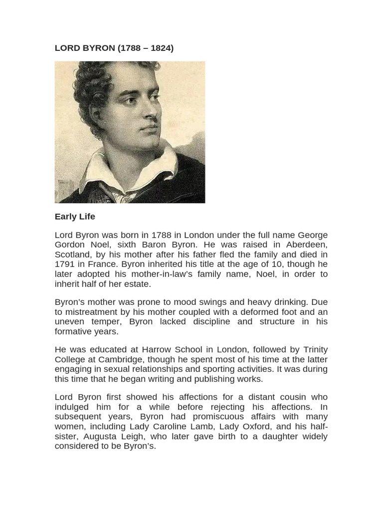 Lord Byron | PDF | Lord Byron | Literary Families