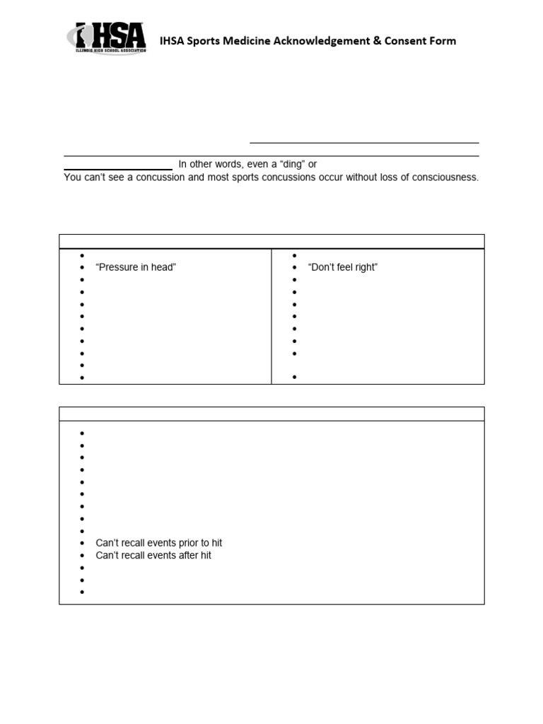 Ihsa Concussion Drug Policy Form Pdf Concussion Clinical Medicine