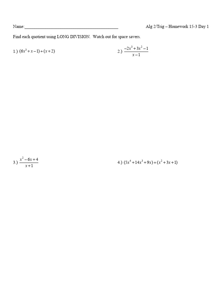 HW - 15-3 (Day 1) Worksheet | PDF