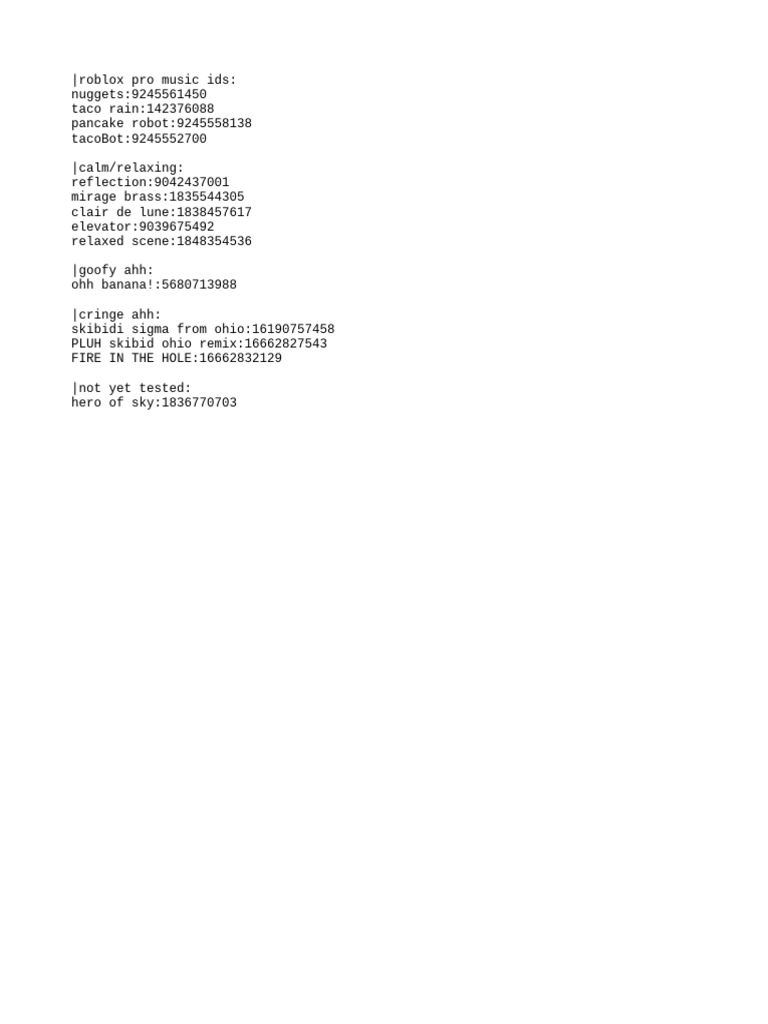 Roblox Music Id | PDF
