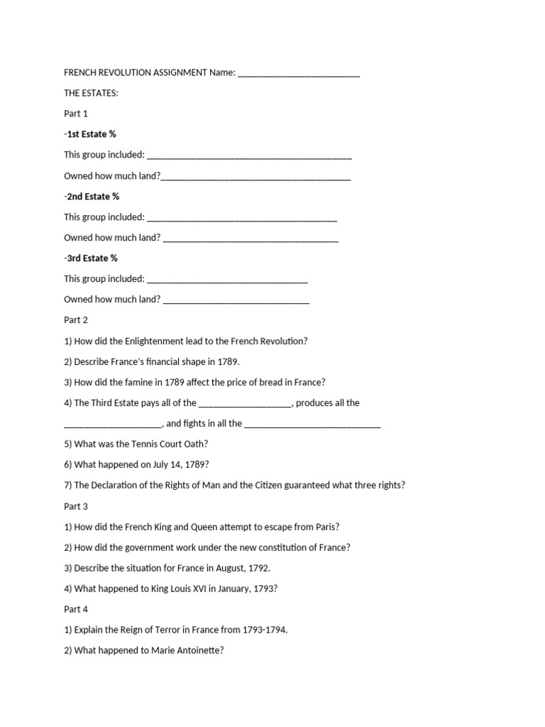 French Revolution Assignment | PDF