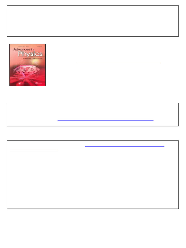 Advances in Physics: Publication Details, Including Instructions For ...