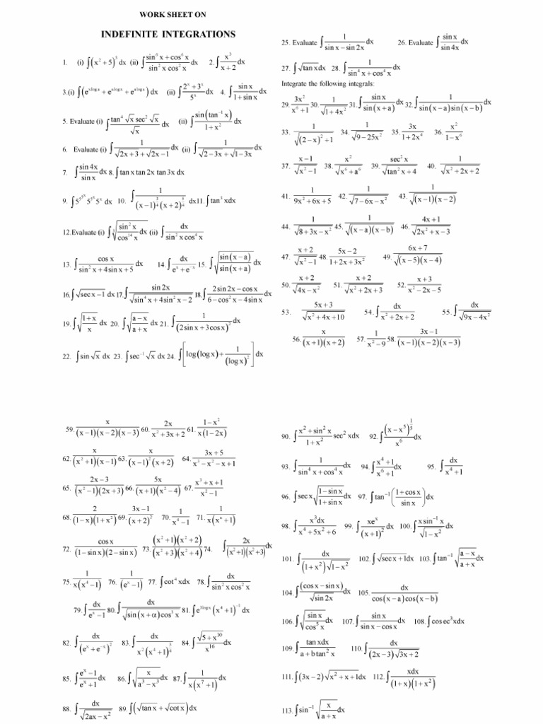 Indefinite Integration | PDF
