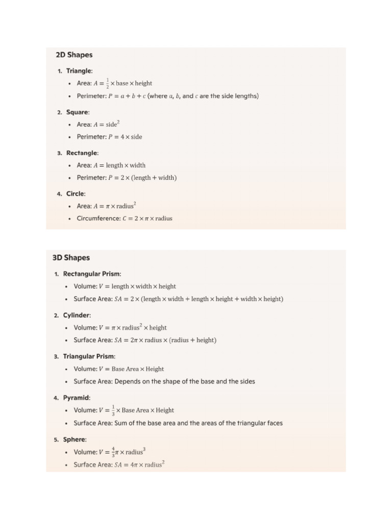 Grade 7 Geometry Formula | PDF