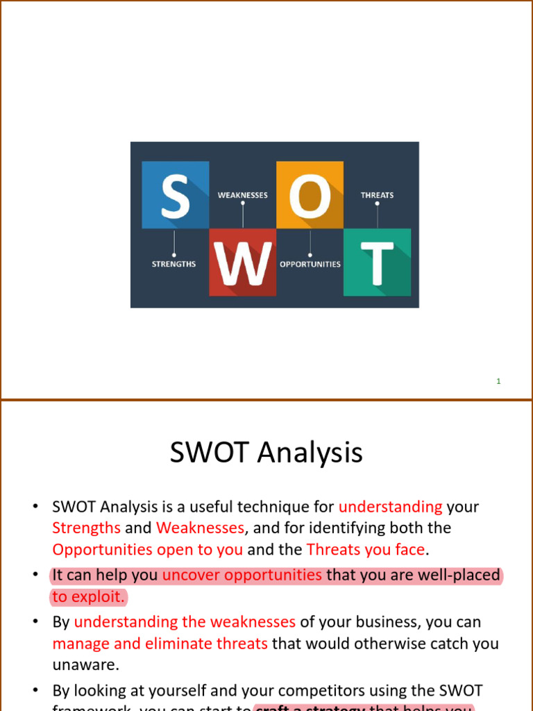 Creativity Notes 4 - SWOT Analysis | PDF | Swot Analysis | Business