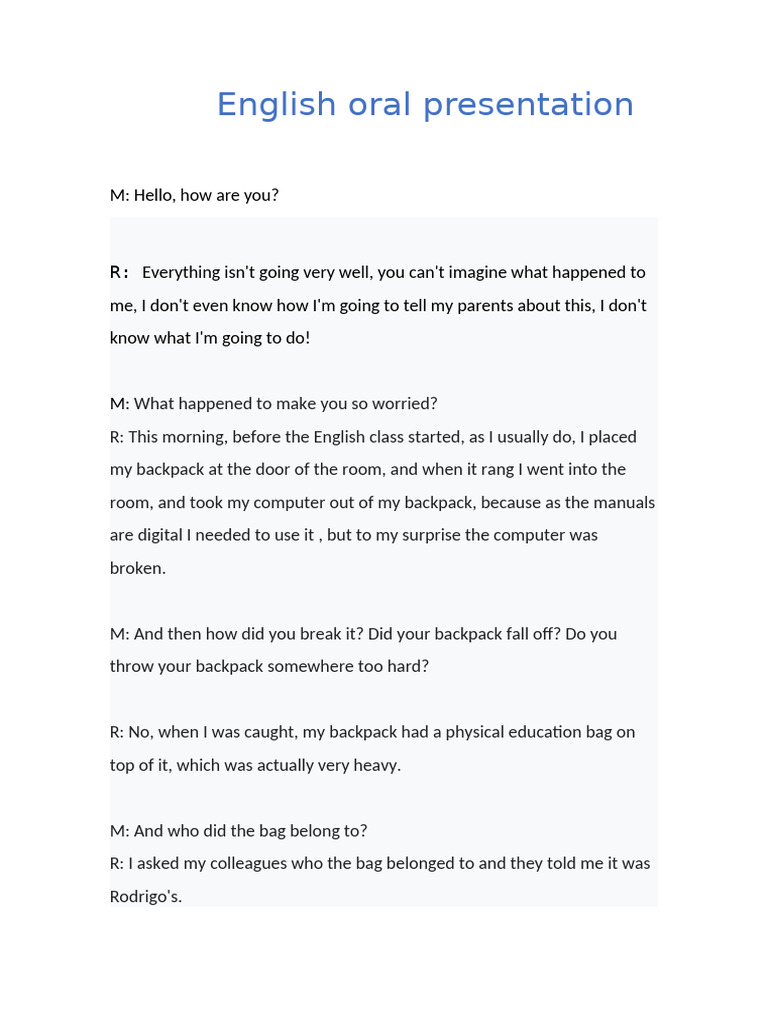 English Oral Presentation | PDF