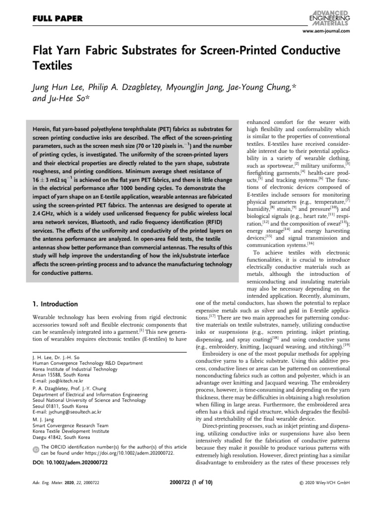 Flat Yarn Fabric Substrates For Screen-Printed Con | PDF | Antenna ...