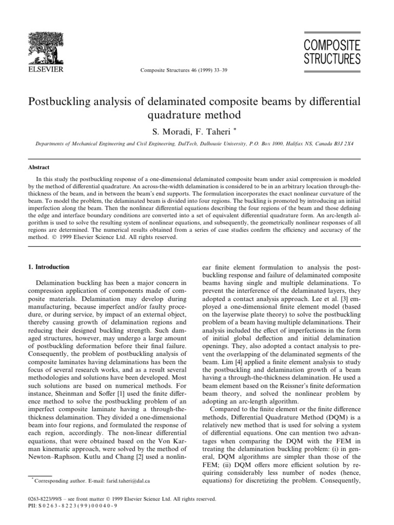 1999_Postbuckling Analysis of Delaminated Composite Beams by Differential Quadrature Method ...