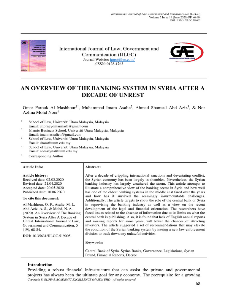 An Overview of The Banking System in Syr | PDF | Islamic Banking And ...